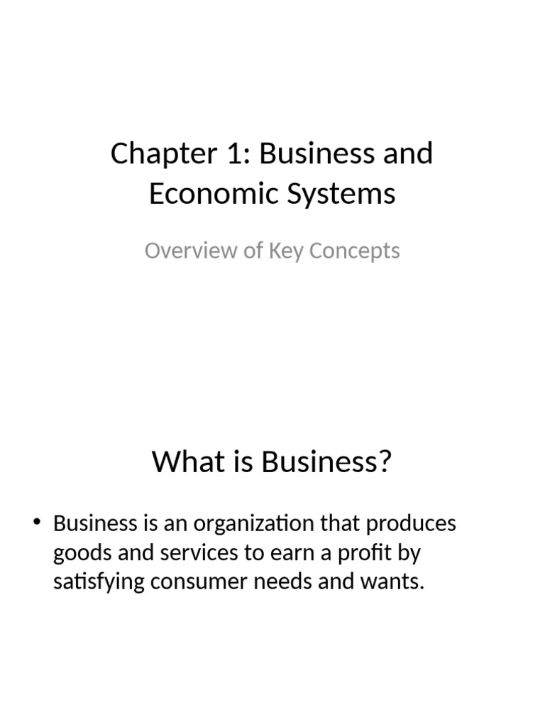 Chapter 1 Business Economic Systems | PDF