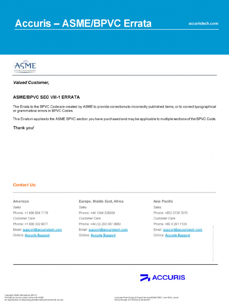 ASME BPVC SEC VIII-1 ERRATA - 2023 Edition | PDF
