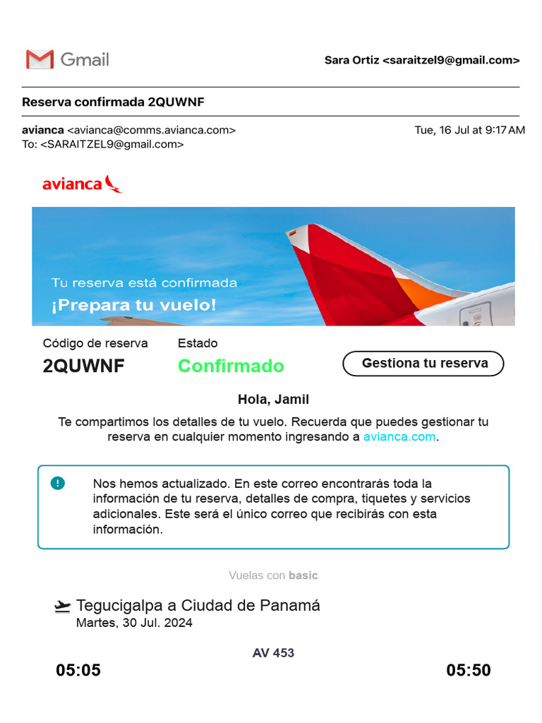 Reserva confirmada 2QUWNF | PDF | aerolíneas | Aviación