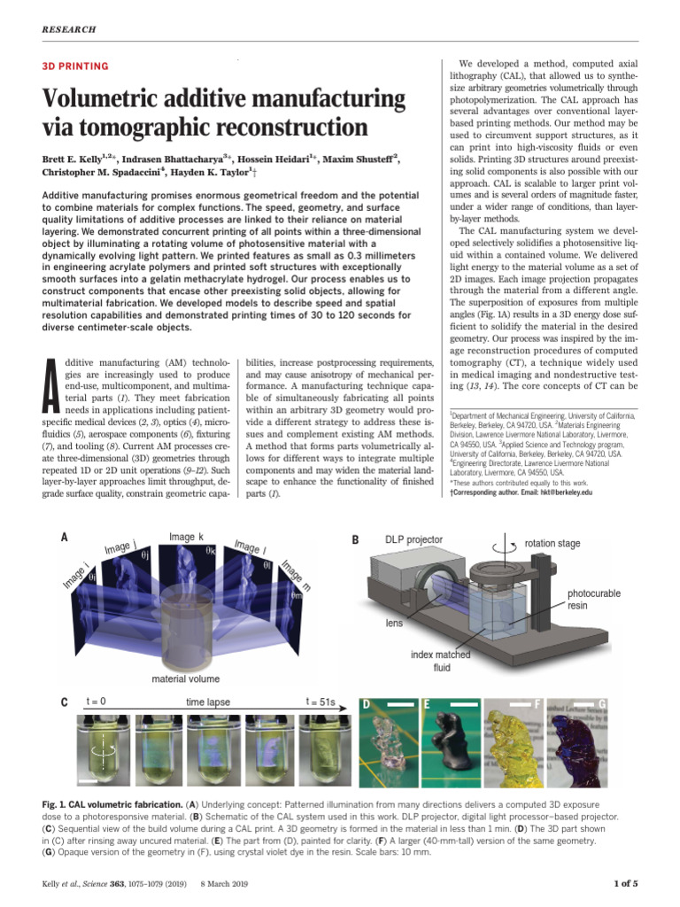 Volumetric Additive Manufacturing | PDF