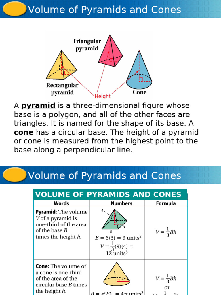 Volume Calculation: Pyramids & Cones | PDF