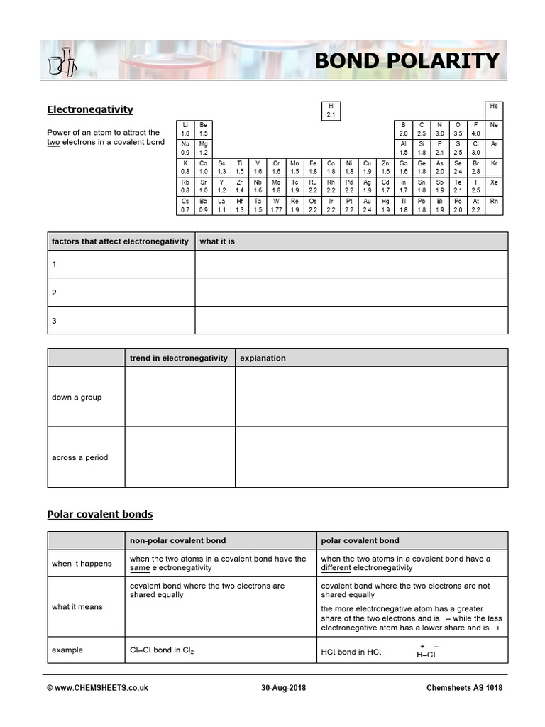Electronegativity and Bond Polarity Trends | PDF | Intermolecular Force ...