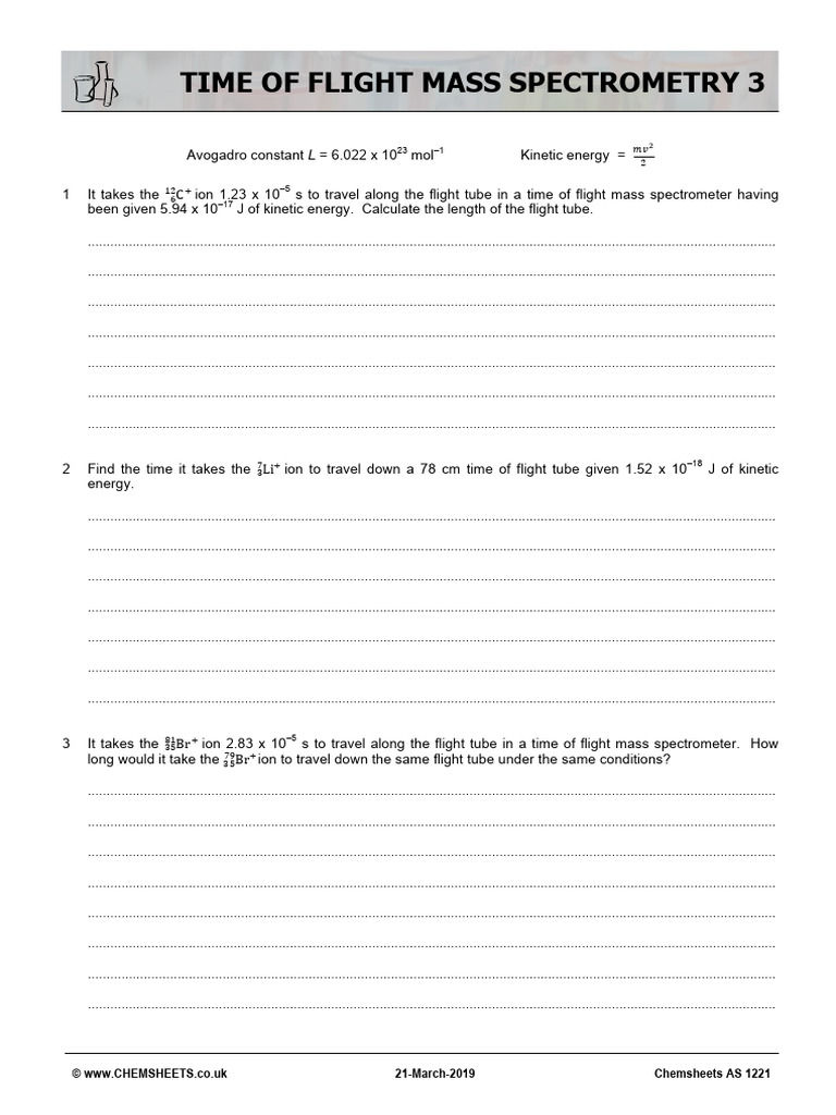 Chemsheets As 1221 ToF Mass Spectrometry 3 | PDF | Time Of Flight Mass Spectrometry | Physical ...