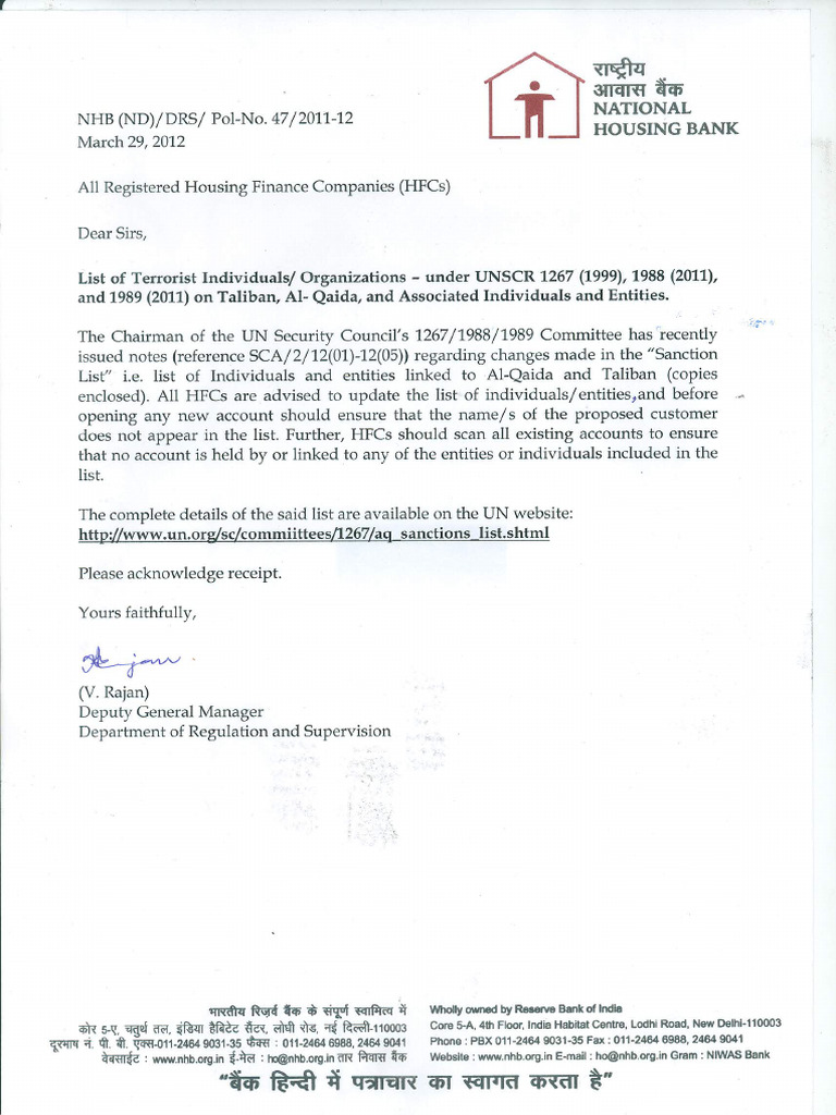 PC No. 47 - List of Terrorist Individuals OR Organizations Under UNSCR ...