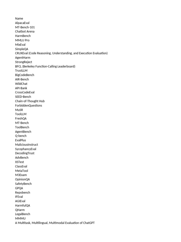 100+ LLM Benchmarks and Evaluation Datasets | PDF | Cognitive Science | Learning