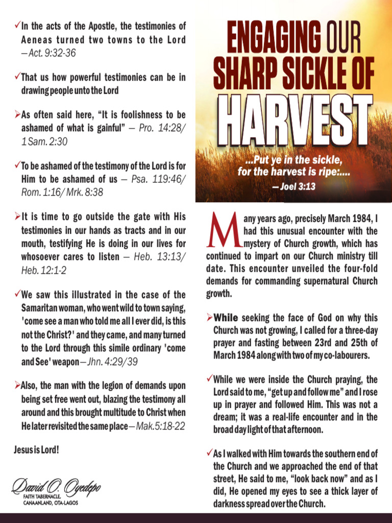 Engaging Our Sharp Sickle of Harvest | PDF | Jesus | Abrahamic Religions
