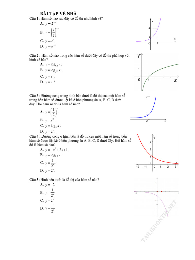 PHẦN 4 - BTVN - ĐỒ THỊ MŨ VÀ LOGA | PDF