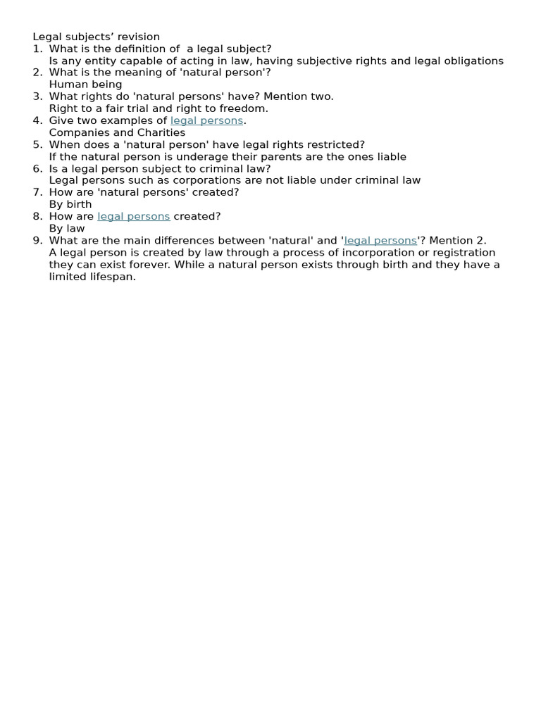 Understanding Legal Subjects and Rights | PDF