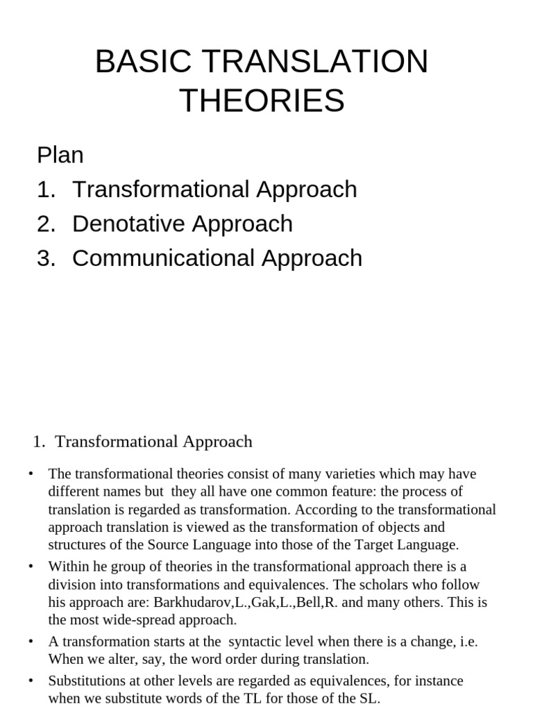 BASIC TRANSLATION THEORIES | PDF | Word | Translations