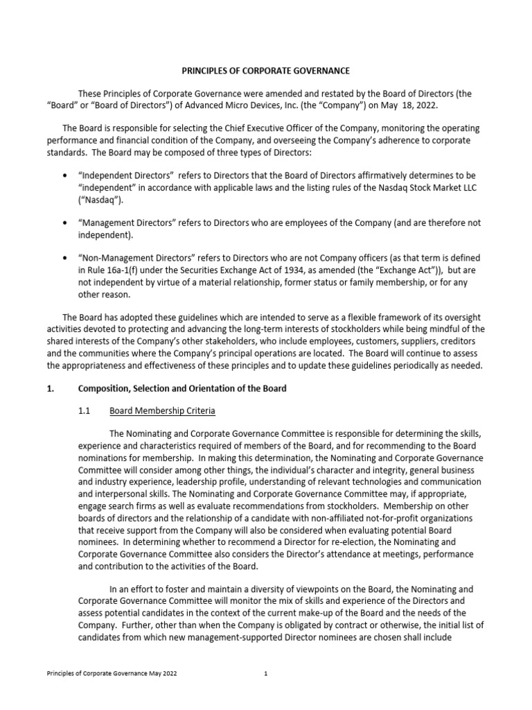 2022 Principles of Corporate Governance v2 | PDF | Board Of Directors ...