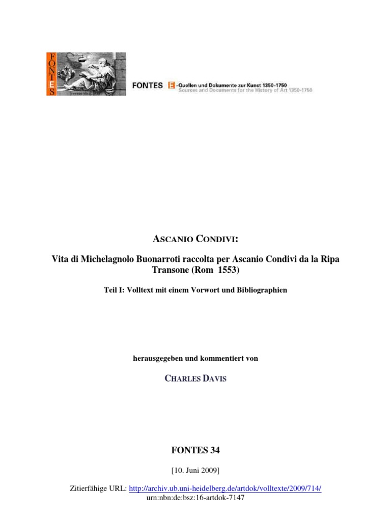 Ascanio Condivi - Vita Di Michelangelo Buonarroti (1553) | PDF ...