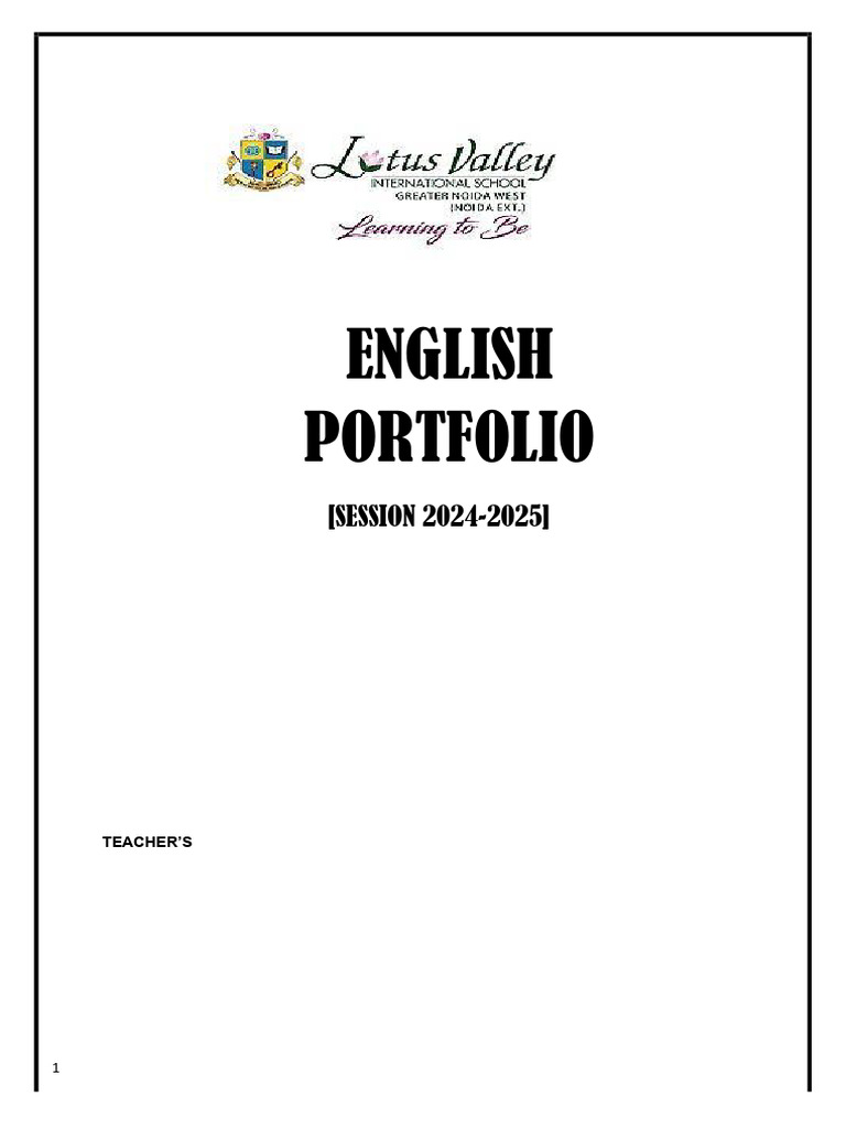 Class 9 English Portfolio 2024-2025 | PDF