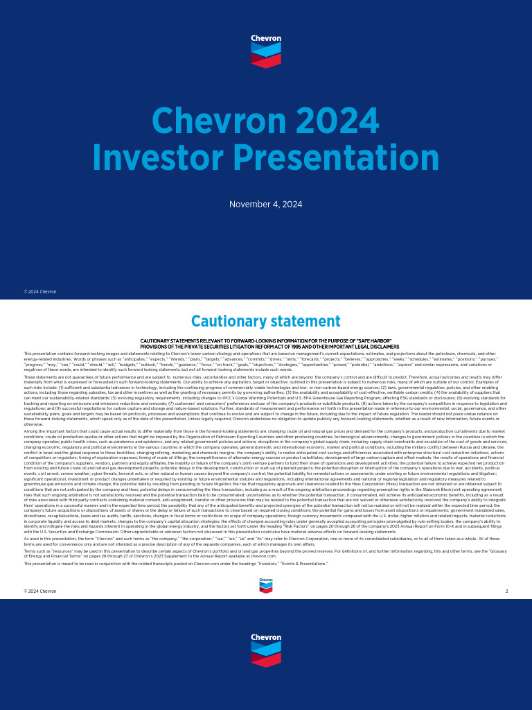Chevron Q2 2024 Investor Presentation | PDF | Carbon Capture And ...