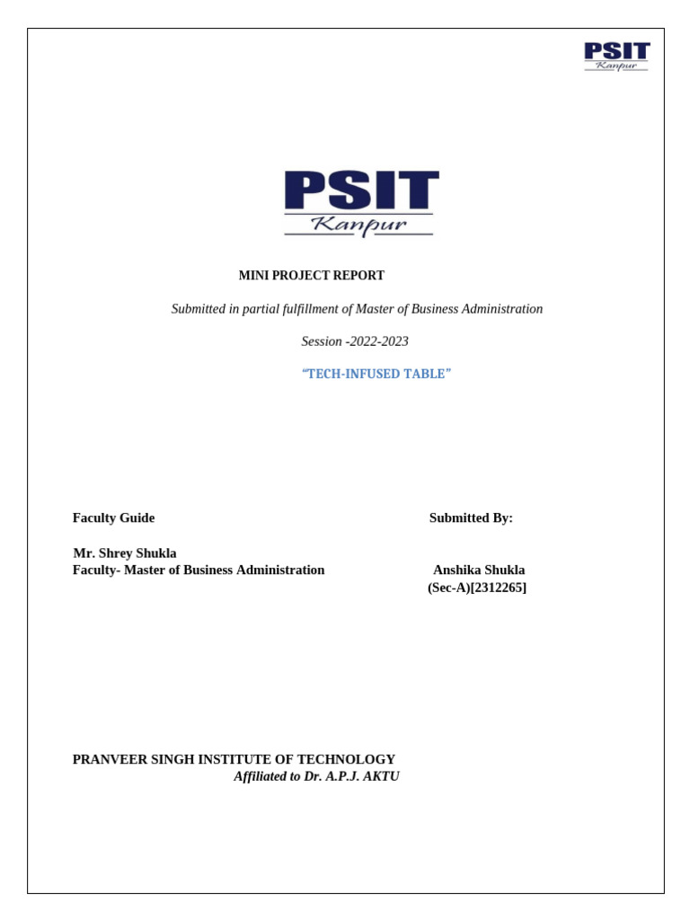 MINI PROJECT 1 Mba Sem 1 | PDF | Usability | Return On Investment