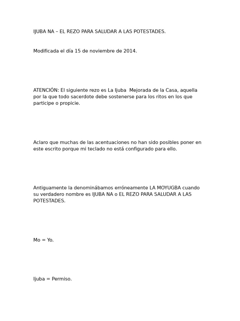 Ijuba Na: Rezo para Potestades Ifá | PDF