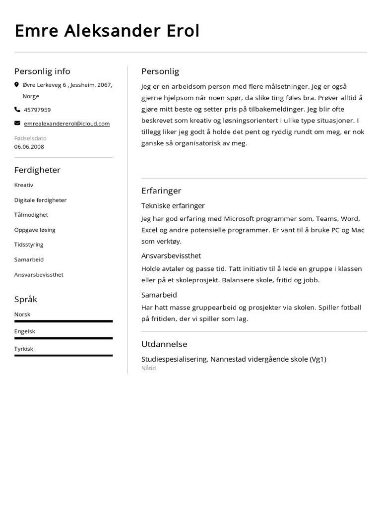 CV - Emre Aleksander Erol | PDF