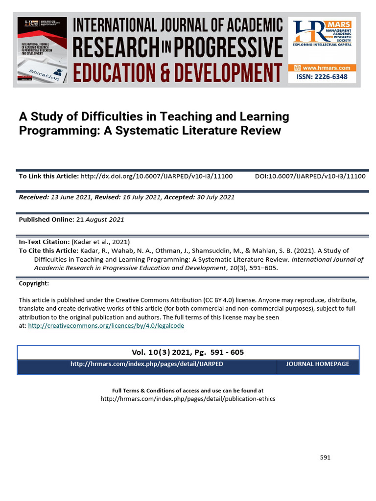 2021-Rozita Kadar-A Study of Difficulties in Teaching and Learning ...