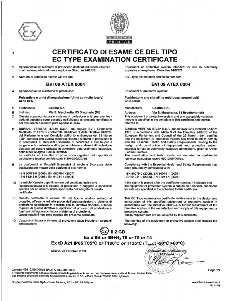 BVI 09 ATEX 0004 | PDF