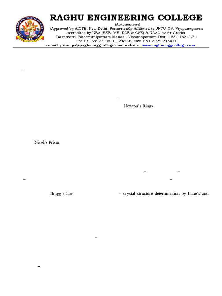 AR23 EnggPhysics Syllabus ShortForm | PDF | Diffraction | Polarization (Waves)