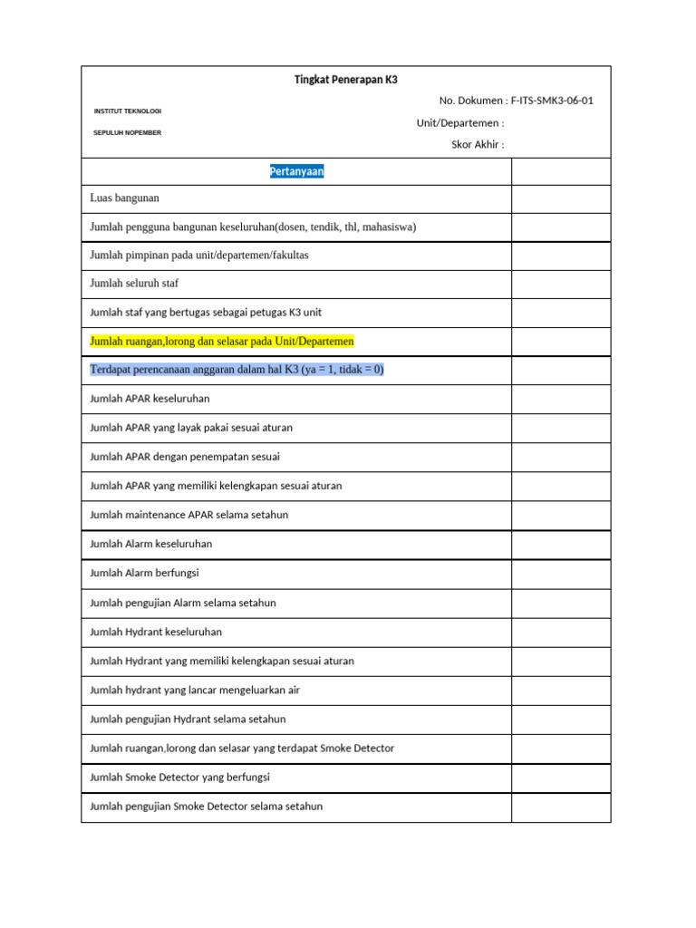 Form Inspeksi Kerja New - | PDF