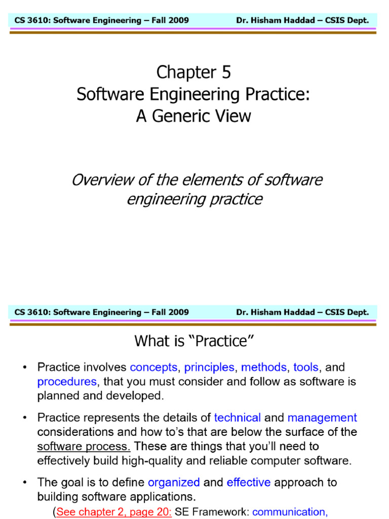 Software Engineering Practice - A Generic View | PDF