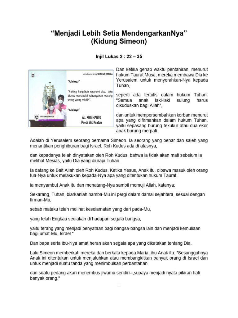 Kidung Simeon: Kesetiaan dan Harapan | PDF