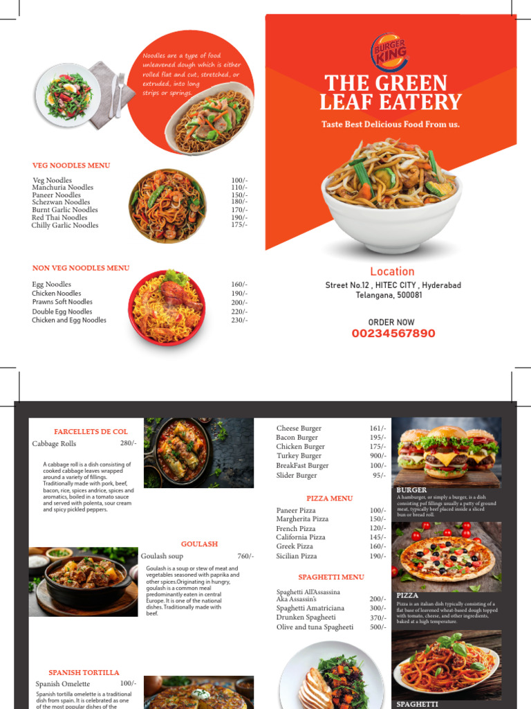 Green Leaf Eatery Menu Overview | PDF | Foods | European Cuisine