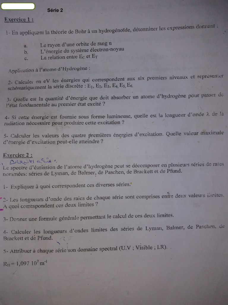 Atomistique TD 2 | PDF