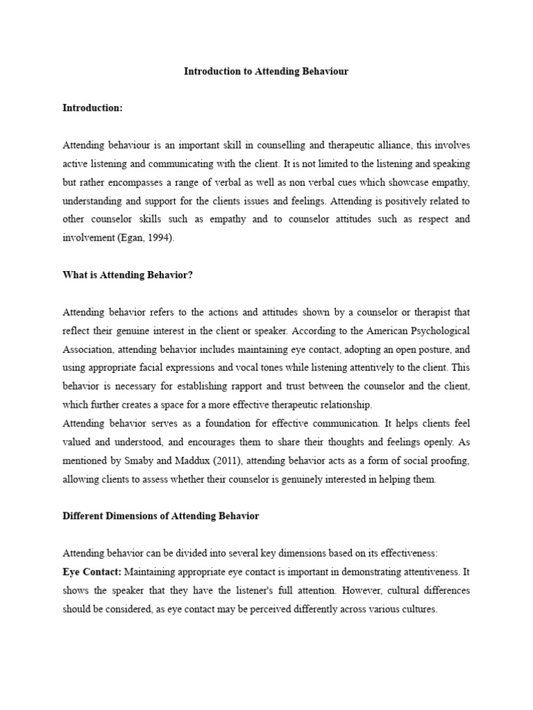 Understanding Attending Behavior in Counseling | PDF | Psychotherapy ...