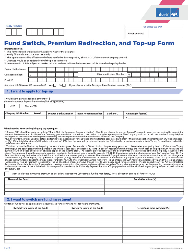 Fund_Switch,_Premium_Redirection,_and_Top-up_Form_Ver.1.1 | PDF ...