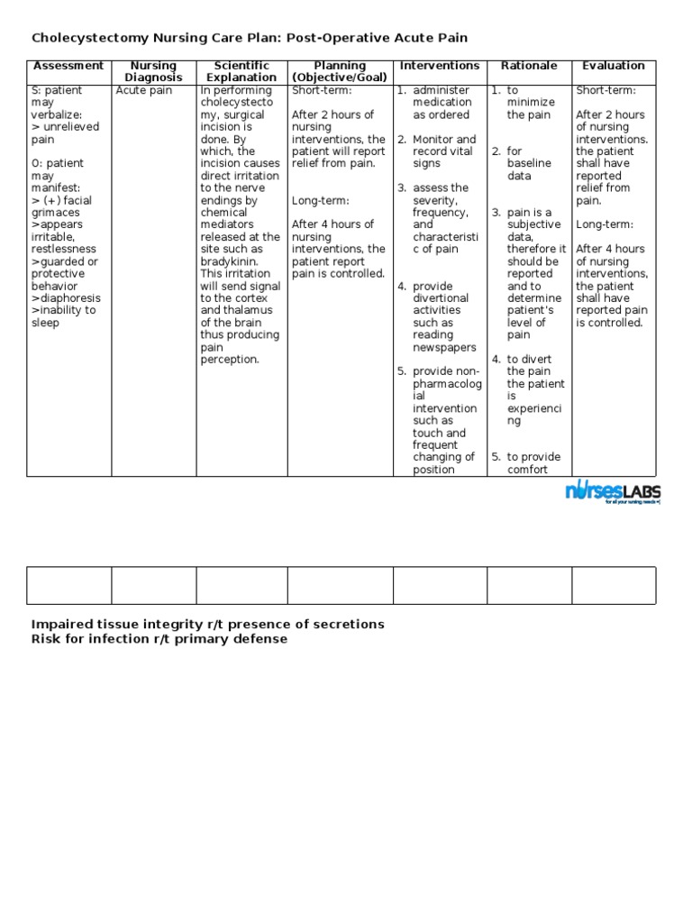 Post-Operative Care Plan for Pain | PDF