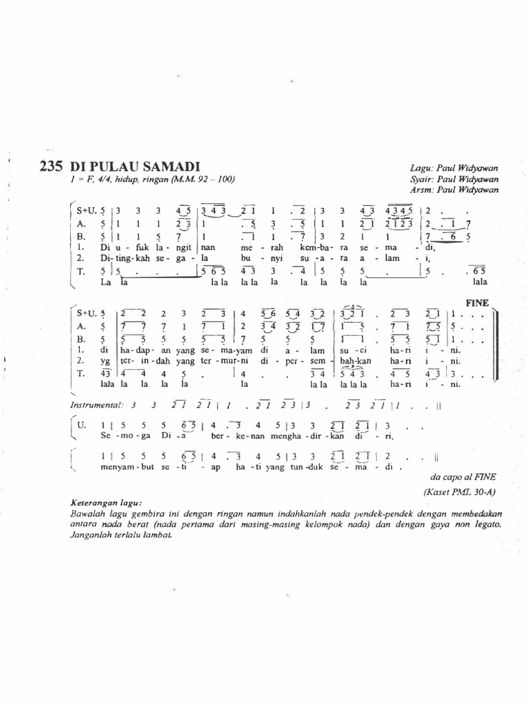 Dipulau Samadi - SATB | PDF