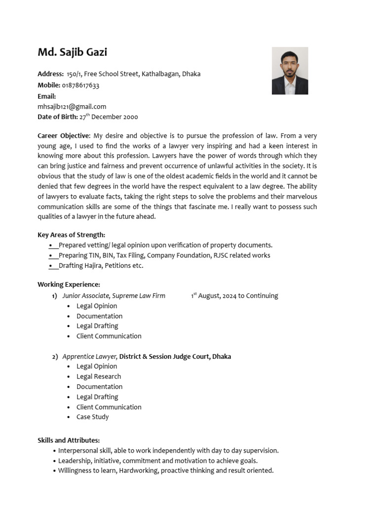 Sajib Gazi CV-Updated-1 | PDF | Lawyer | Communication
