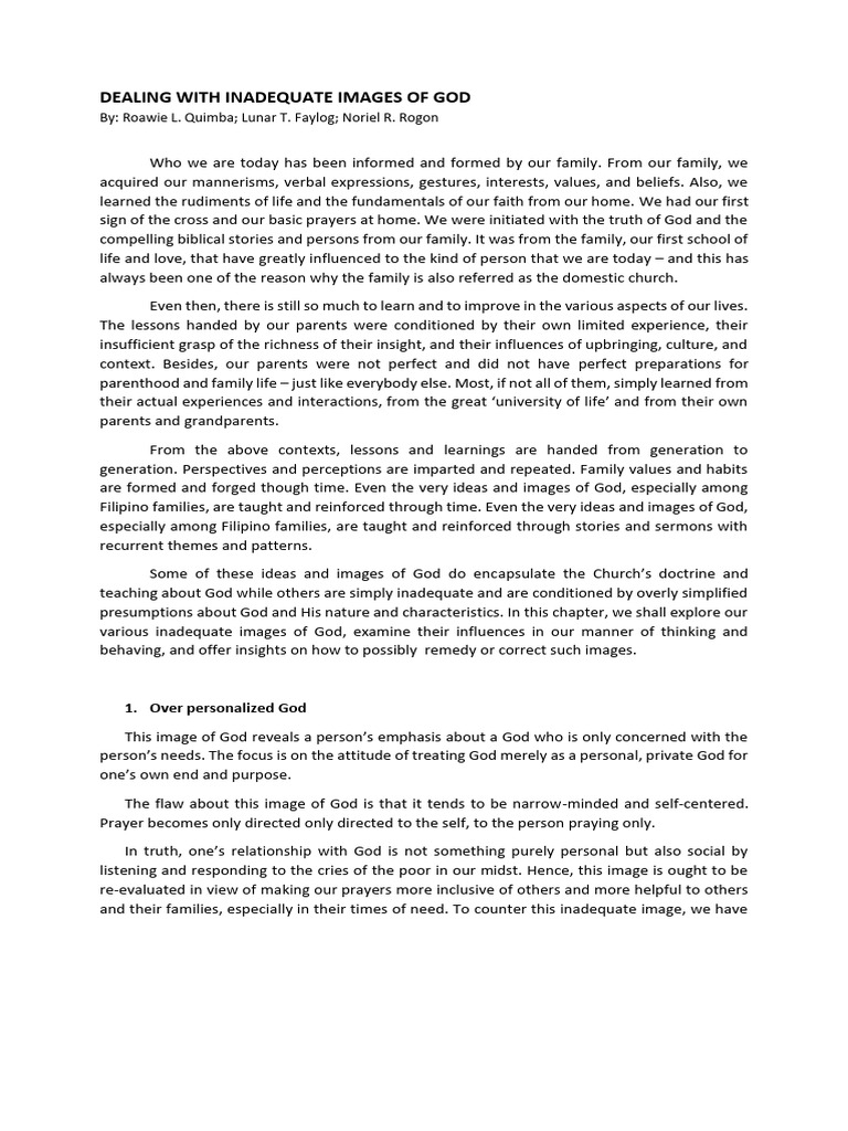 Inadequate Images of God Explored | PDF | Image Of God | Religious ...