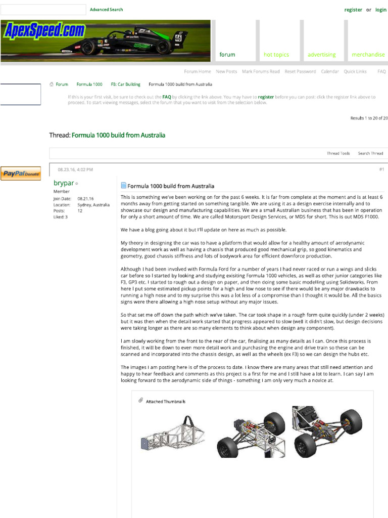 Apexspeed, Formula 1000 Build Australia | PDF