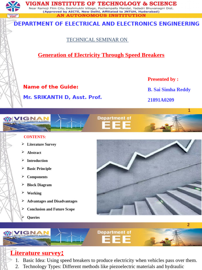 Electricity Generation via Speed Breakers | PDF | Gear | Electric Generator