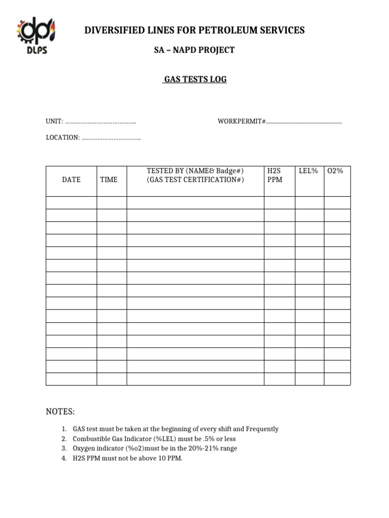 Gas Test Record New | PDF