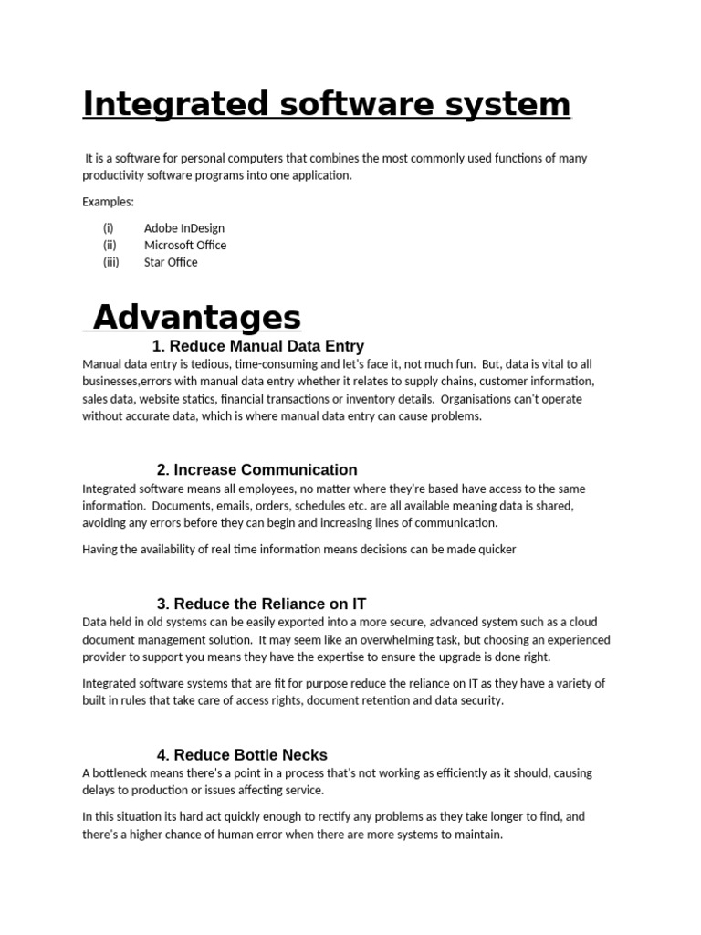 Integrated Software System | PDF | Software | Data