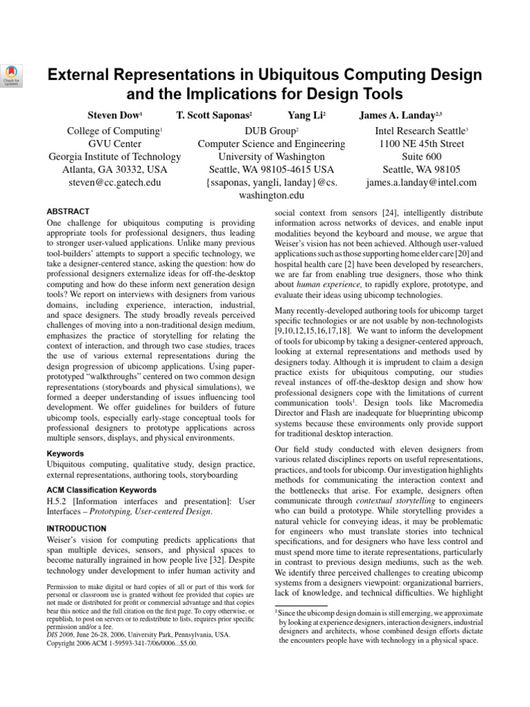 External Representations in Ubiquitous Computing Design and The ...