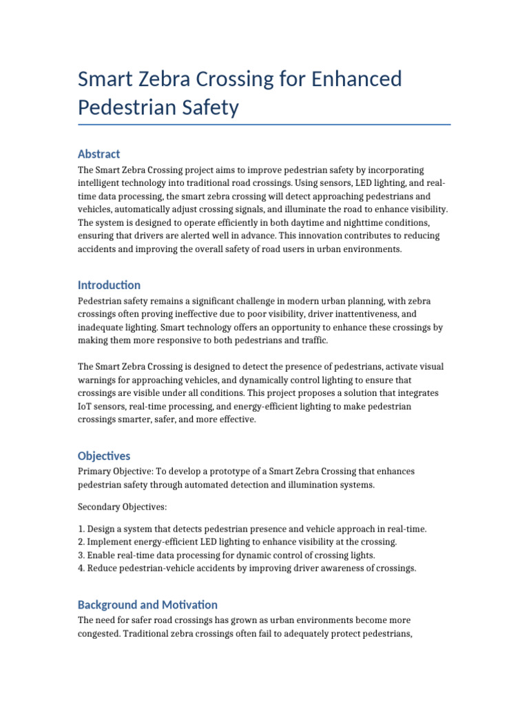 Smart Zebra Crossing Project | PDF | Lighting | Internet Of Things