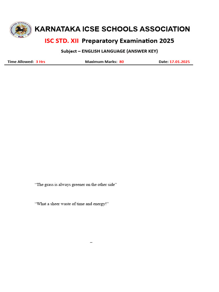 KISA ISC - English Language AK 2025 | PDF