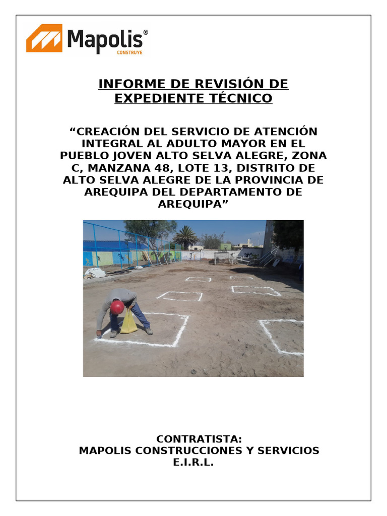 INFORME DE REVISION DE EXPEDIENTE TECNICO CIAM ASA | PDF | Hormigón | Presupuesto