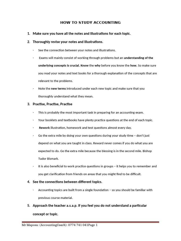 HOW TO STUDY ACCOUNTING | PDF | Learning | Cognition