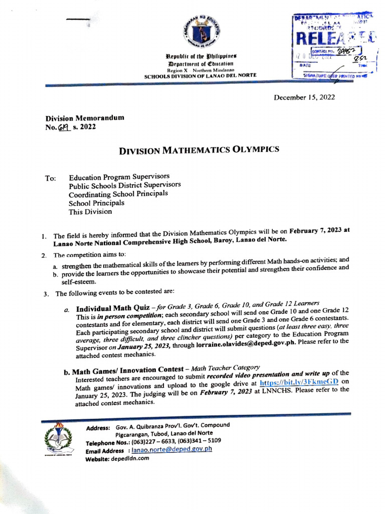 Division Mathematics Olympics (1) | PDF | Puzzles | Typefaces