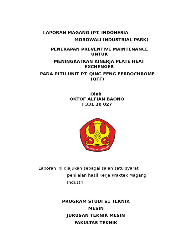 Preventive Maintenance di PT QFF | PDF