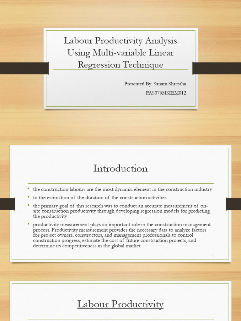 Labour Productivity Analysis Using Multi Variable Linear Regression 7629