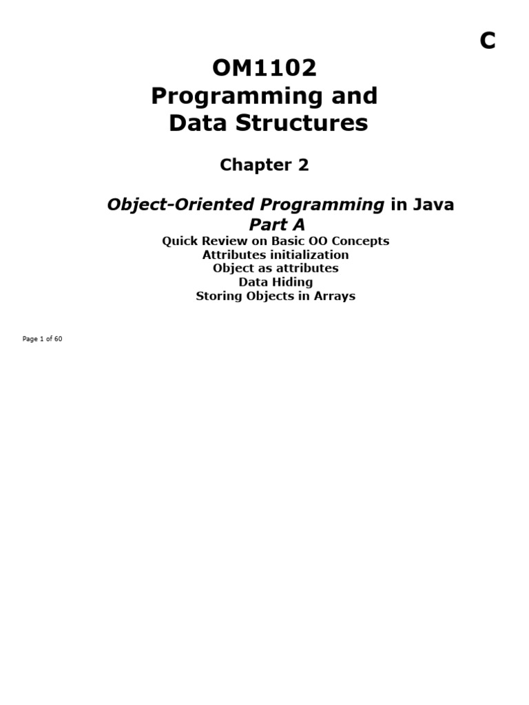Chapter 2 OOP in Java (Part A) - Data Hiding, Objects in Arrays | PDF ... Chapter 2 OOP in Java (Part A) - Data Hiding, Objects in Arrays | PDF ...