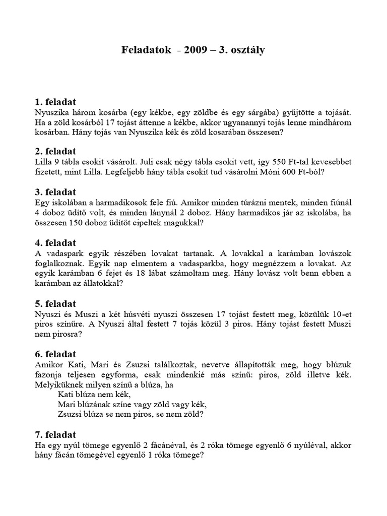 Iskolai Matekverseny 3. Oszt.2 | PDF