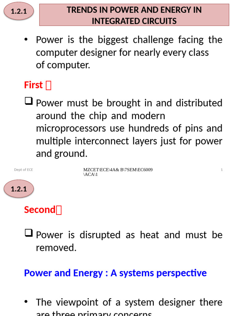 Trends in Power and Energy in Integrated Circuits | PDF | Central Processing Unit | Cmos
