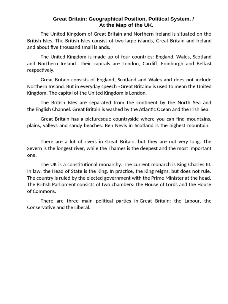 UK Geography and Political System | PDF
